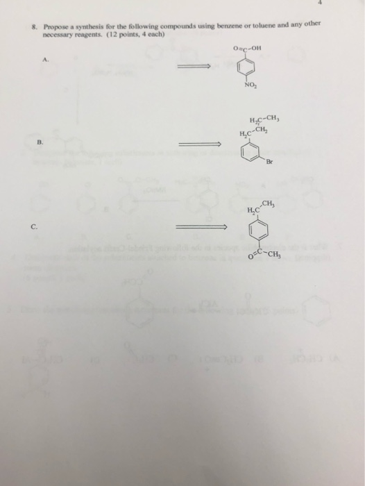 Solved 8. Propose a synthesis for the following compounds | Chegg.com