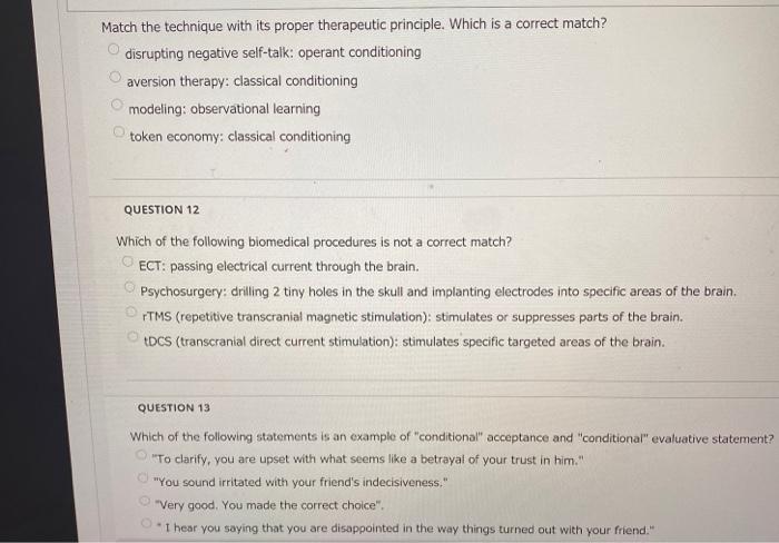 Solved Match the technique with its proper therapeutic | Chegg.com