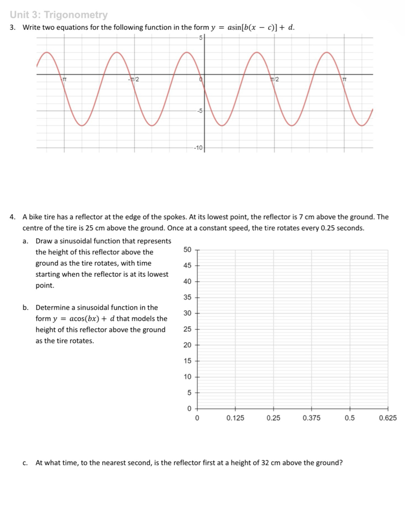 Solved Unit 3: Trigonometry3. ﻿Write two enıations for the | Chegg.com