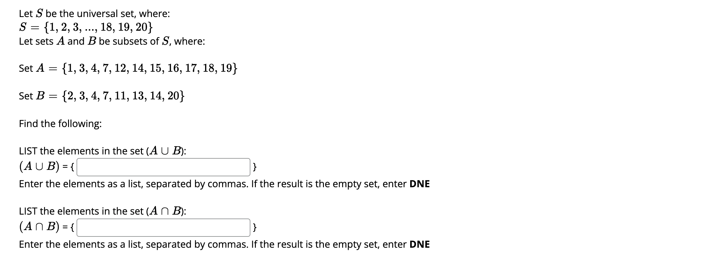 Solved Let S ﻿be the universal set, | Chegg.com