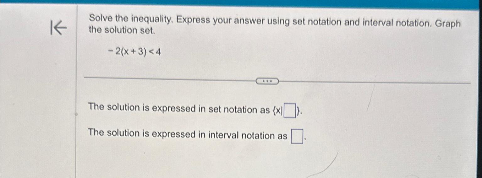 Solved Solve the inequality. Express your answer using set | Chegg.com
