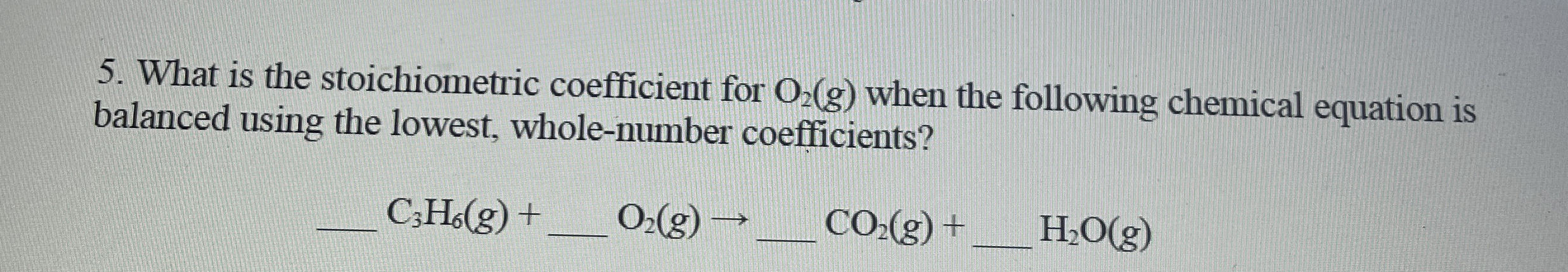 Solved What is the stoichiometric coefficient for O2(g) | Chegg.com