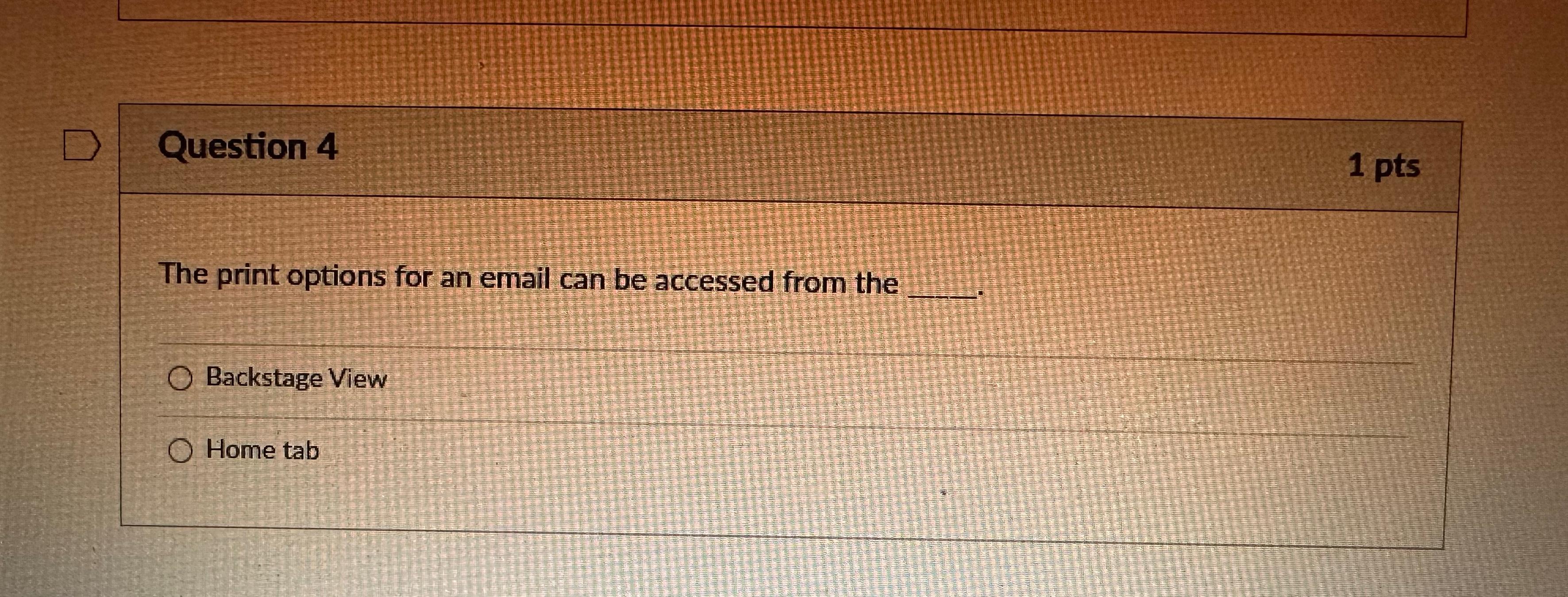Solved Question 41 ﻿ptsThe print options for an email can be | Chegg.com
