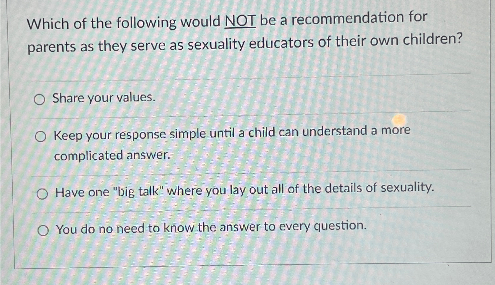 Solved Which of the following would NOT be a recommendation | Chegg.com