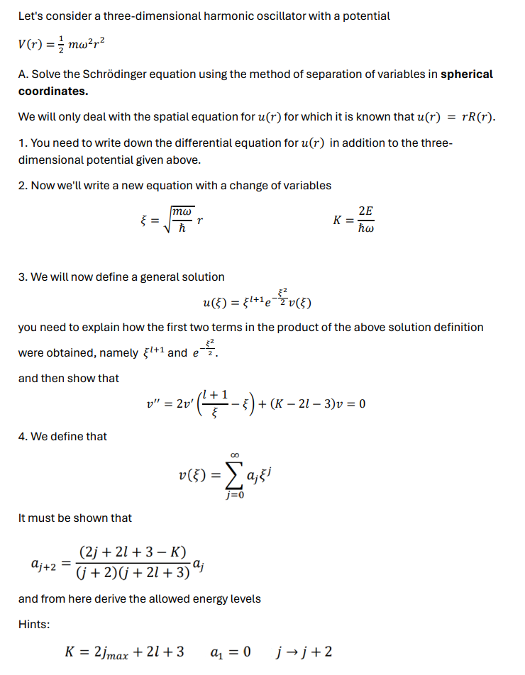 Solved Let's consider a three-dimensional harmonic | Chegg.com