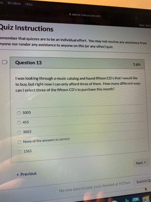 Solved KS Window Helo pierce instructure.com Quiz: Unit Ruiz | Chegg.com