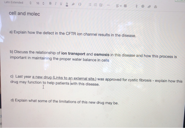Solved Lato Extended 16 Biua {} cell and molec a) Explain | Chegg.com