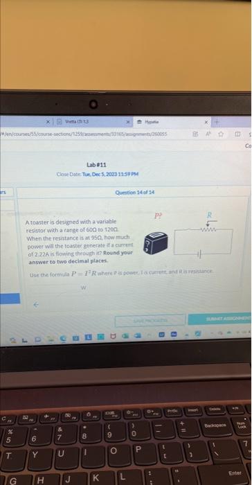 Solved A toaster is designed with a variable resistor with a | Chegg.com