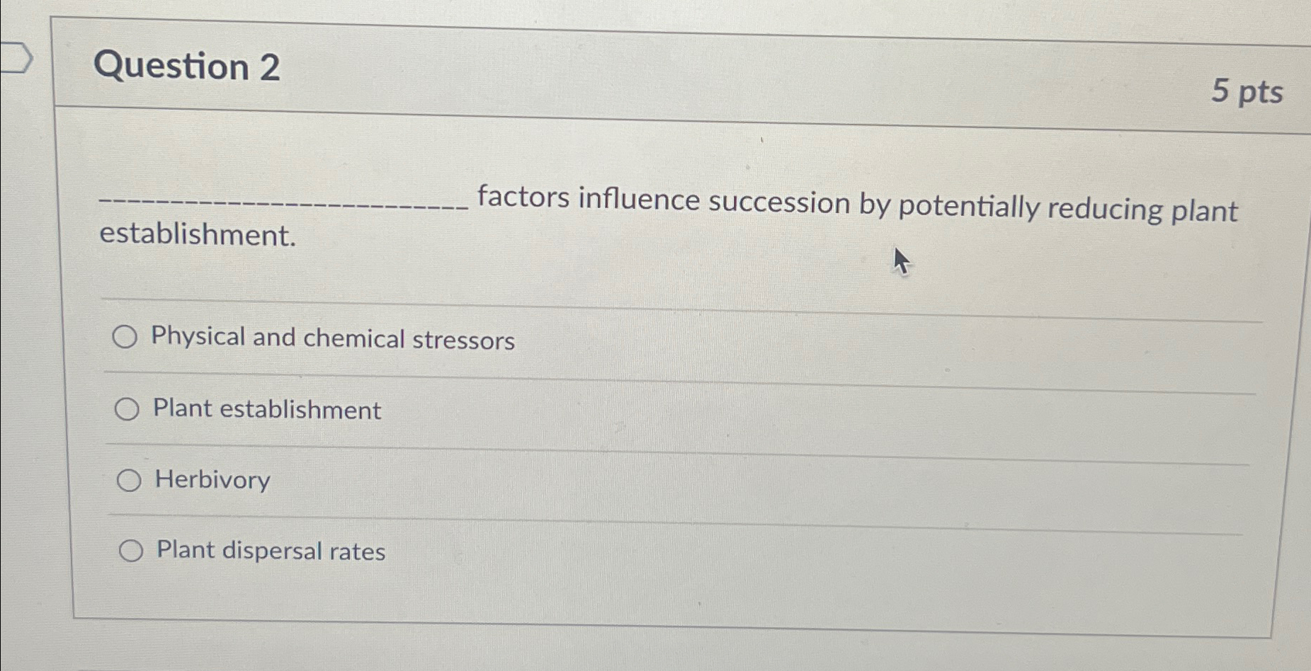 Solved Question 25 ﻿ptsq, ﻿factors influence succession by | Chegg.com