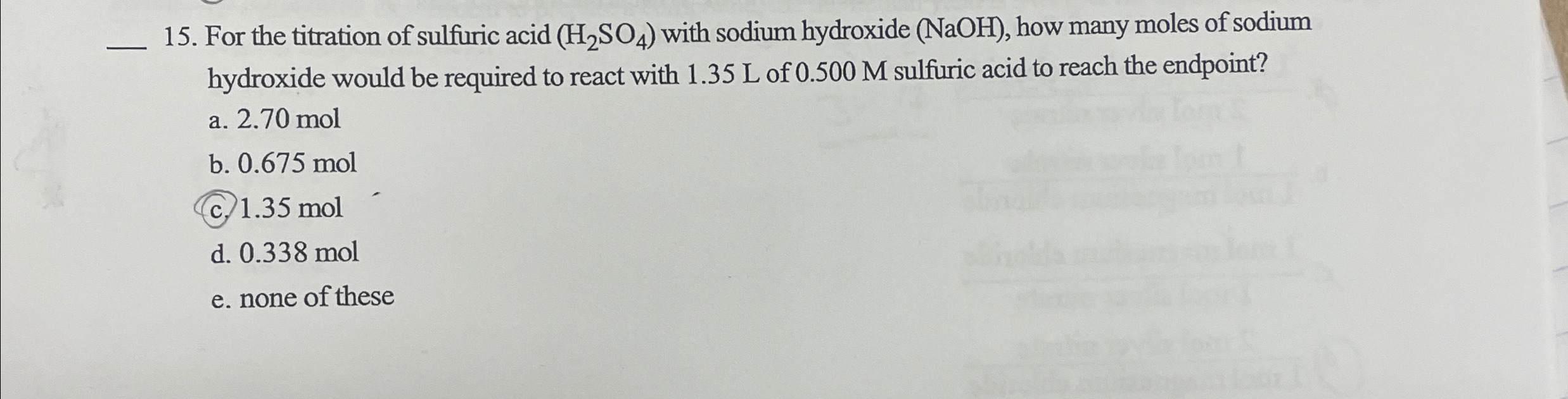 Solved For the titration of sulfuric acid (H2SO4) ﻿with | Chegg.com
