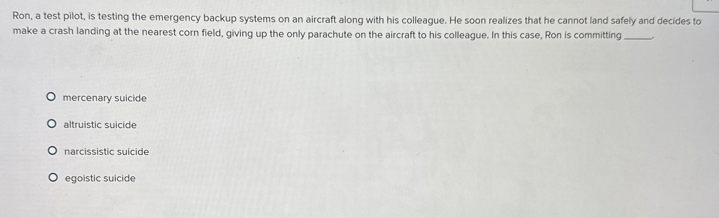 Solved Ron, a test pilot, is testing the emergency backup | Chegg.com