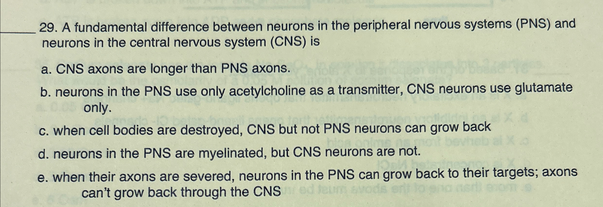 Solved A fundamental difference between neurons in the | Chegg.com