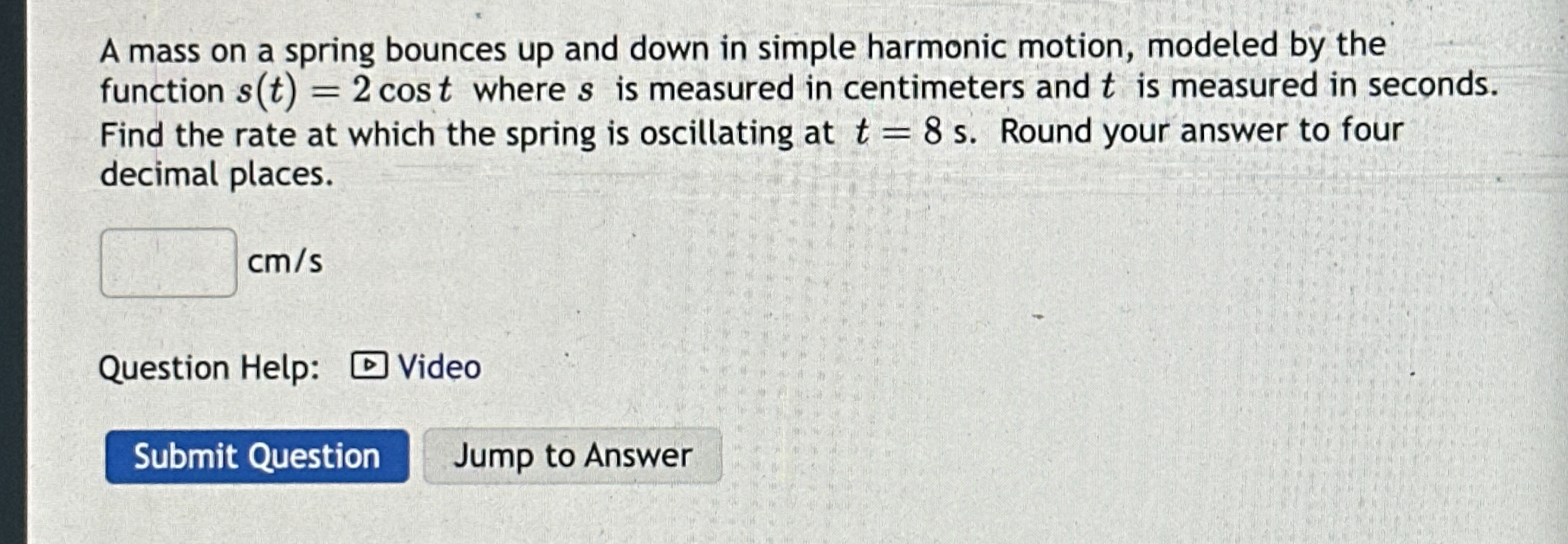 Solved A mass on a spring bounces up and down in simple | Chegg.com