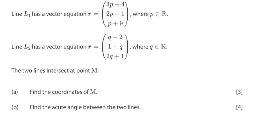 Solved Line L1 ﻿has a vector equation | Chegg.com