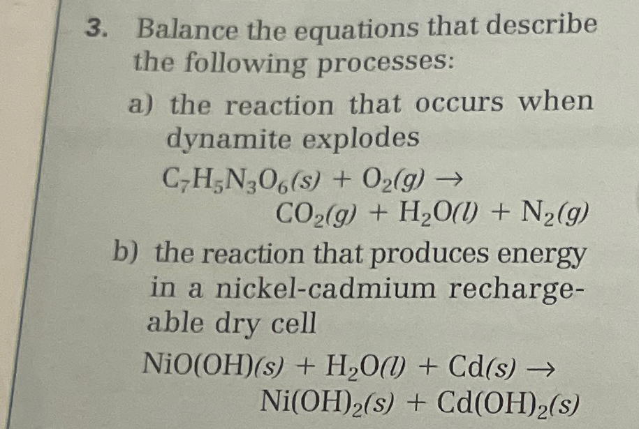 Solved Balance the equations that describe the following | Chegg.com