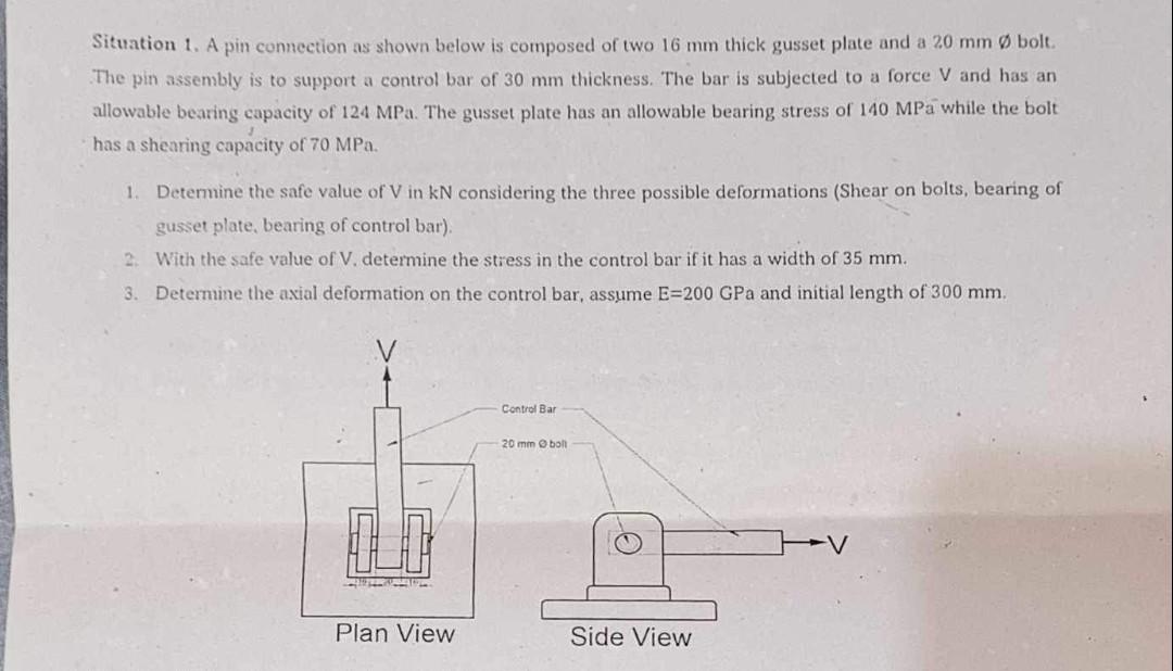 Situation 1. A pin connection as shown below is | Chegg.com