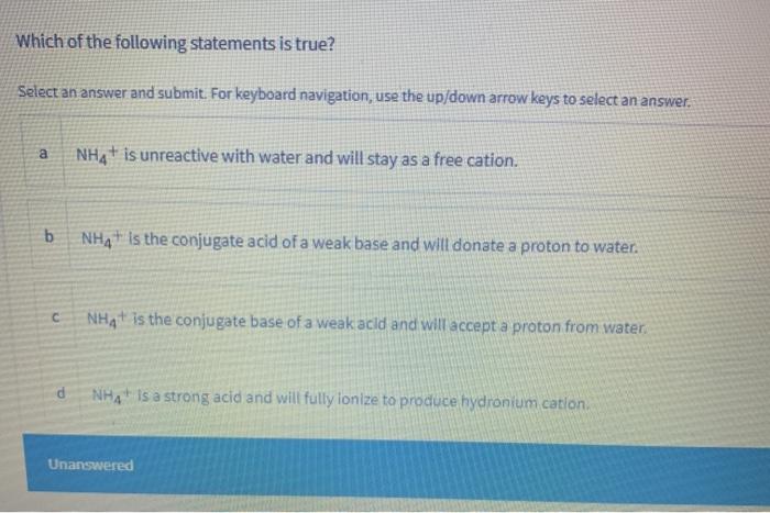 Solved Which of the following statements is true? Select an | Chegg.com