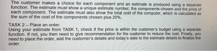 Solved Problem Statement: A computer shop will build a | Chegg.com