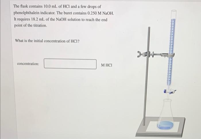 Solved The flask contains 10.0 mL of HCl and a few drops of | Chegg.com