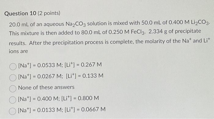 Solved 20.0 mL of an aqueous Na2CO3 solution is mixed with | Chegg.com