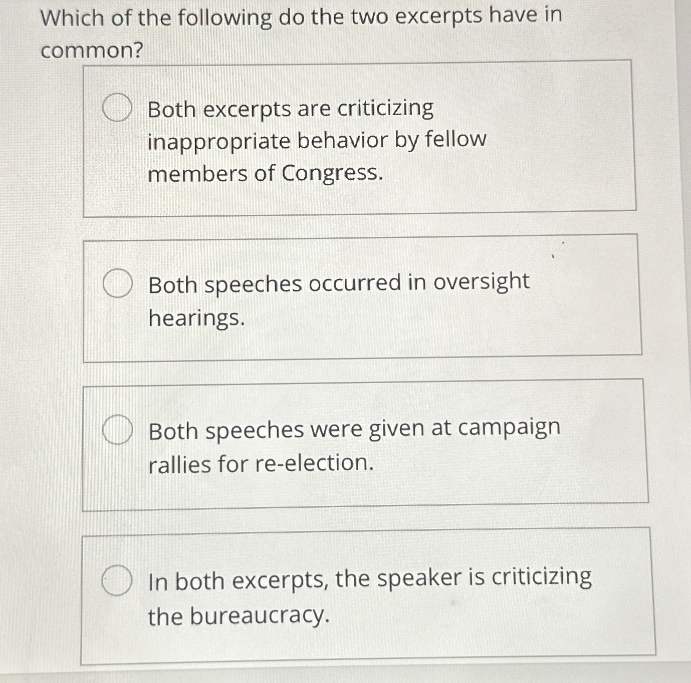 Solved Which of the following do the two excerpts have in | Chegg.com