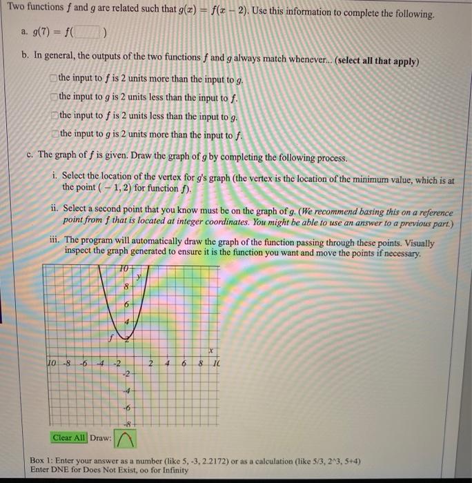 Solved Two functions f and g are related such that g(x) = | Chegg.com