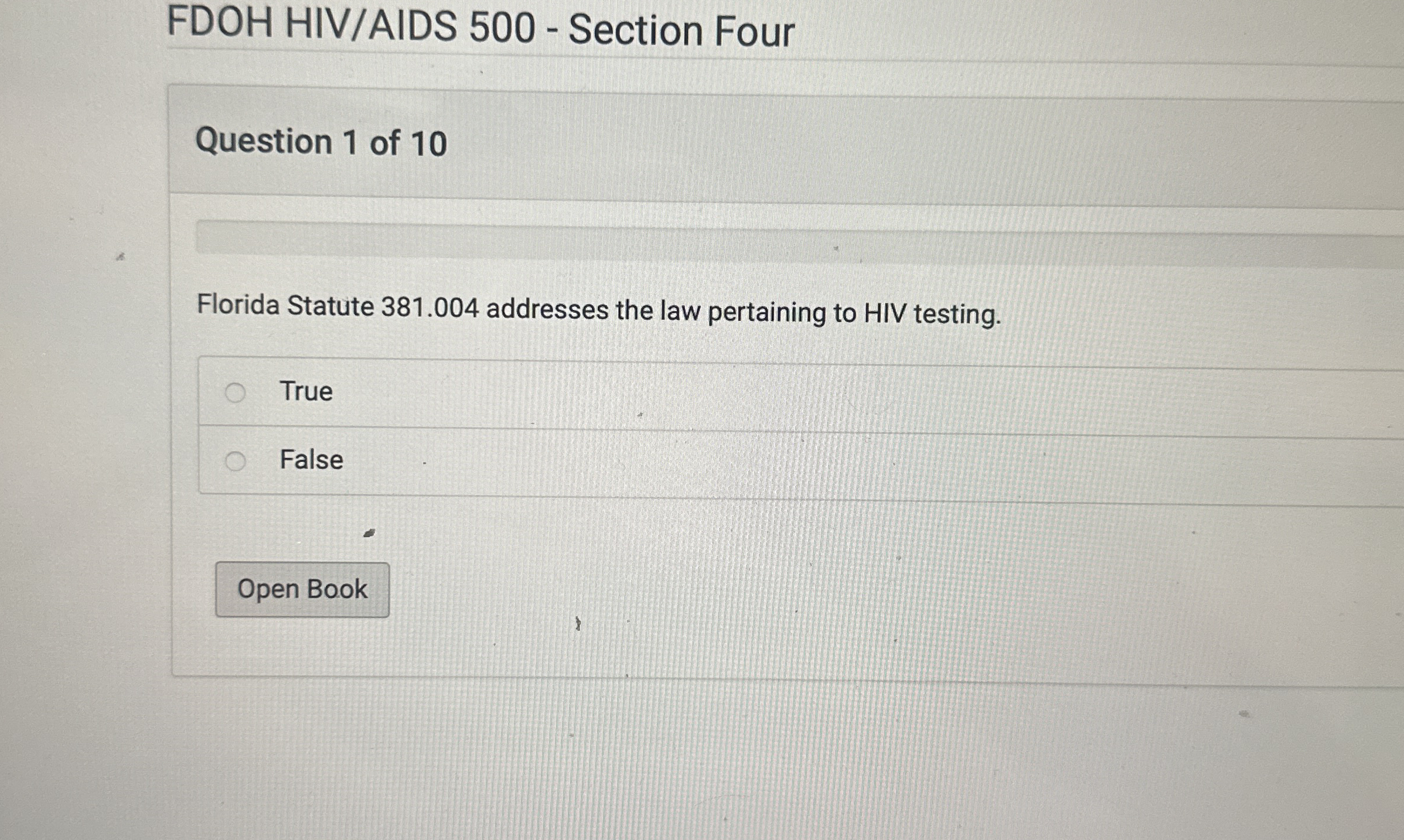 Solved FDOH HIV/AIDS 500 - ﻿Section FourQuestion 1 ﻿of | Chegg.com