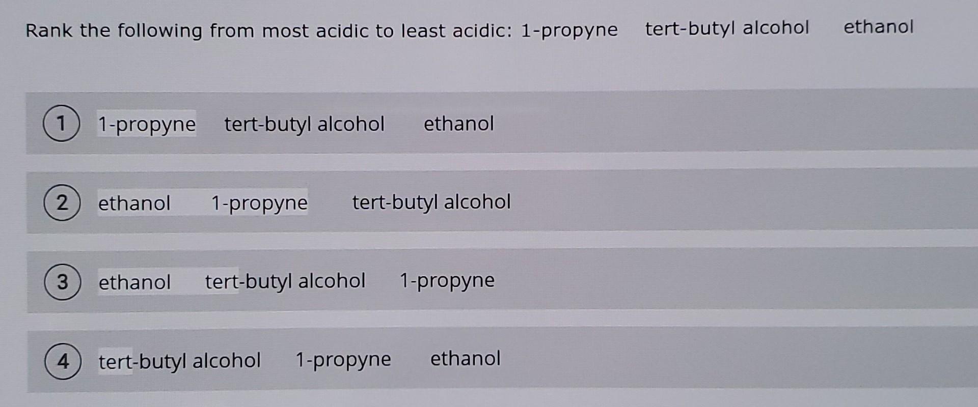 Solved Rank the following from most acidic to least acidic: | Chegg.com