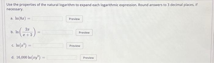 Solved Use the properties of the natural logarithm to expand | Chegg.com