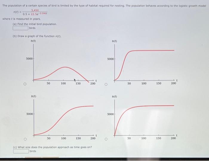 Solved The population of a certain species of bird is | Chegg.com