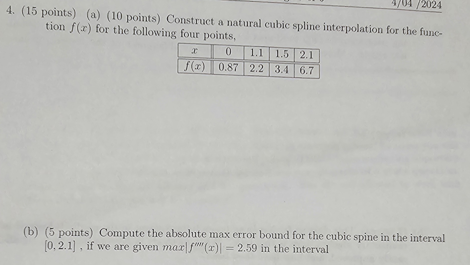 Solved (15 ﻿points) (a) (10 ﻿points) ﻿Construct a natural | Chegg.com