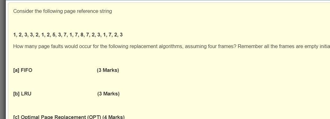 Solved Consider the following page reference string 1, 2, 3, | Chegg.com