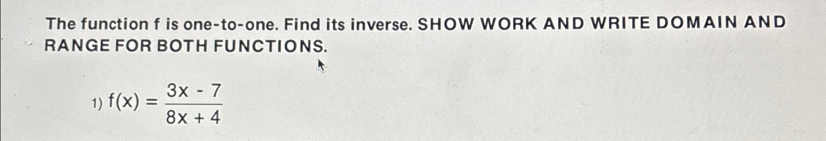 Solved The function f ﻿is one-to-one. Find its inverse. SHOW | Chegg.com