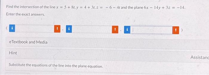 Solved Find the intersection of the line | Chegg.com