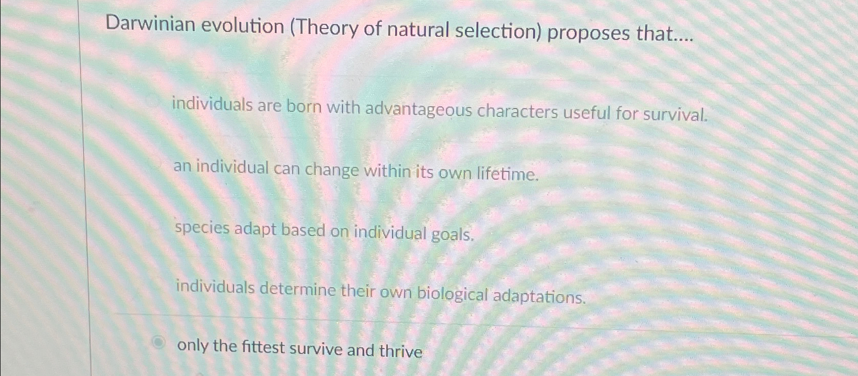 Solved Darwinian evolution (Theory of natural selection) | Chegg.com