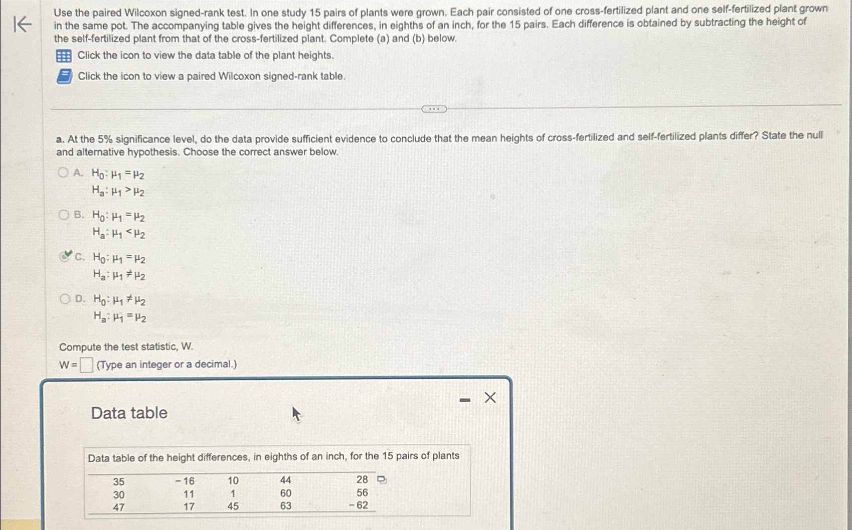 Solved Use the paired Wilcoxon signed-rank test. In one | Chegg.com