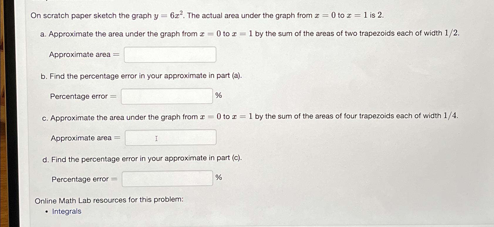 Solved On scratch paper sketch the graph y=6x2. ﻿The actual | Chegg.com