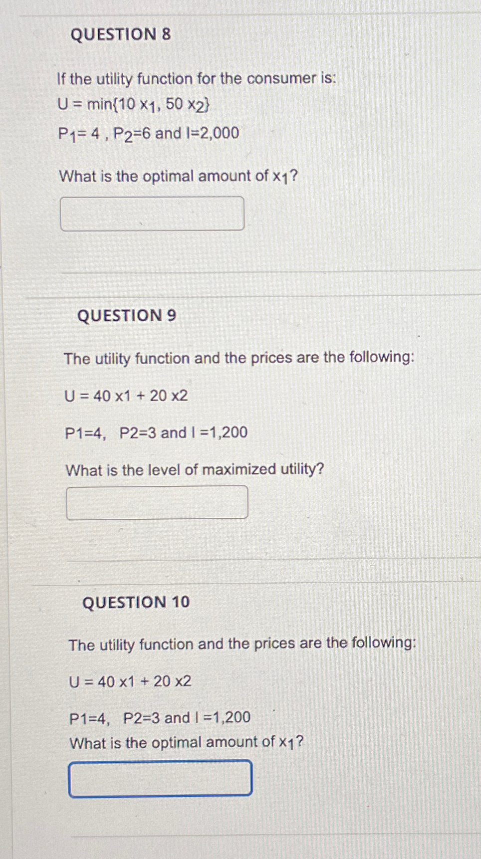 Solved QUESTION 8If the utility function for the consumer | Chegg.com