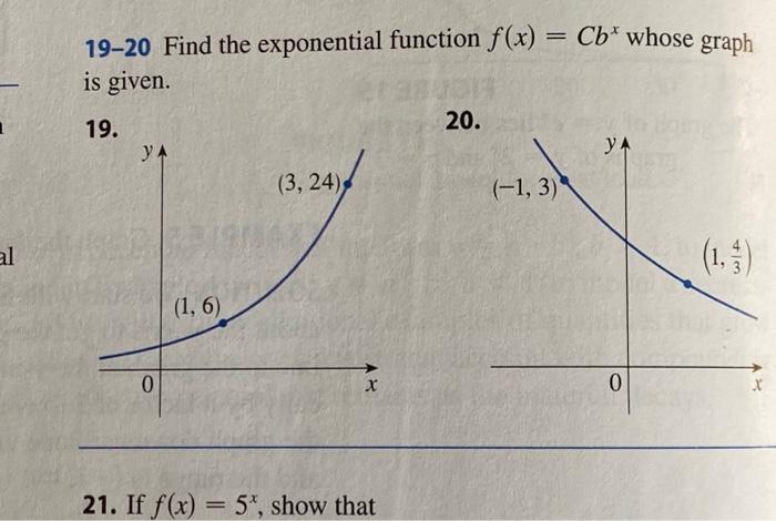 Solved al 19-20 Find the exponential function f(x) = Cb* | Chegg.com