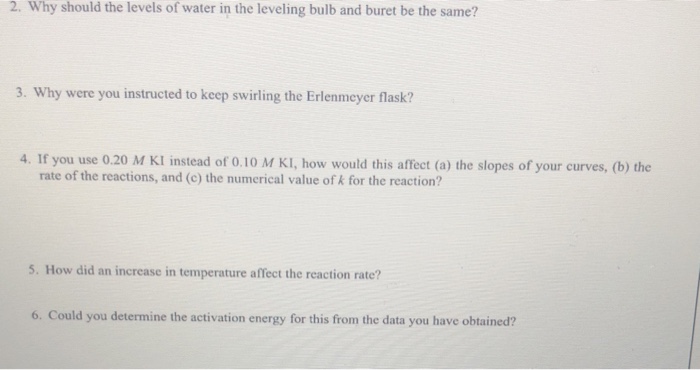 Solved 2. Why should the levels of water in the leveling | Chegg.com