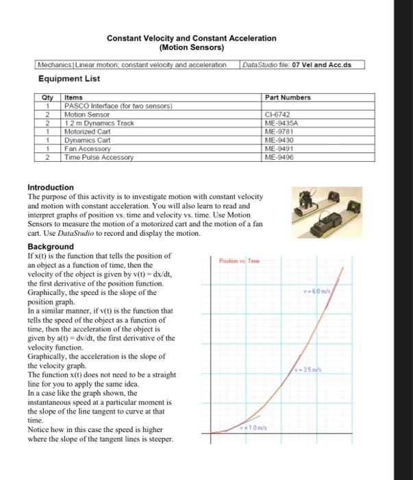 Solved Constant Velocity and Constant Acceleration (Motion | Chegg.com