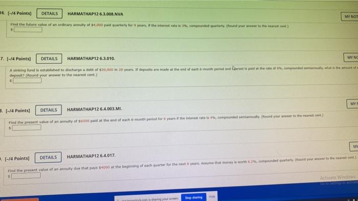 Solved 16. [-14 Points) DETAILS HARMATHAP 12 6,3.008.NVA MY | Chegg.com