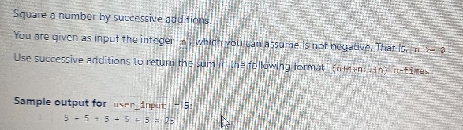 Solved Square a number by successive additions. You are | Chegg.com