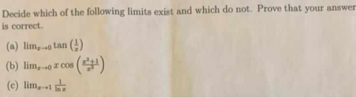 Solved Use definition of limits to prove the following | Chegg.com
