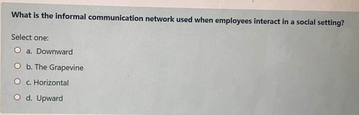 Solved What is the informal communication network used when | Chegg.com