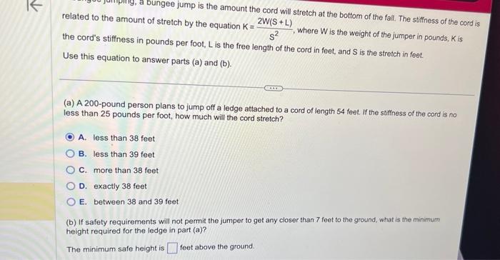 Solved related to the amount of stretch by the equation | Chegg.com