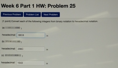 Solved Week 6 ﻿Part 1 ﻿HW: Problem 25(1 ﻿point) ﻿Convert | Chegg.com