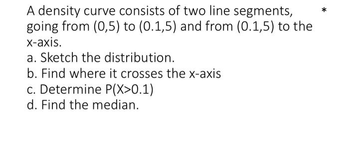 Solved A density curve consists of two line segments, going | Chegg.com