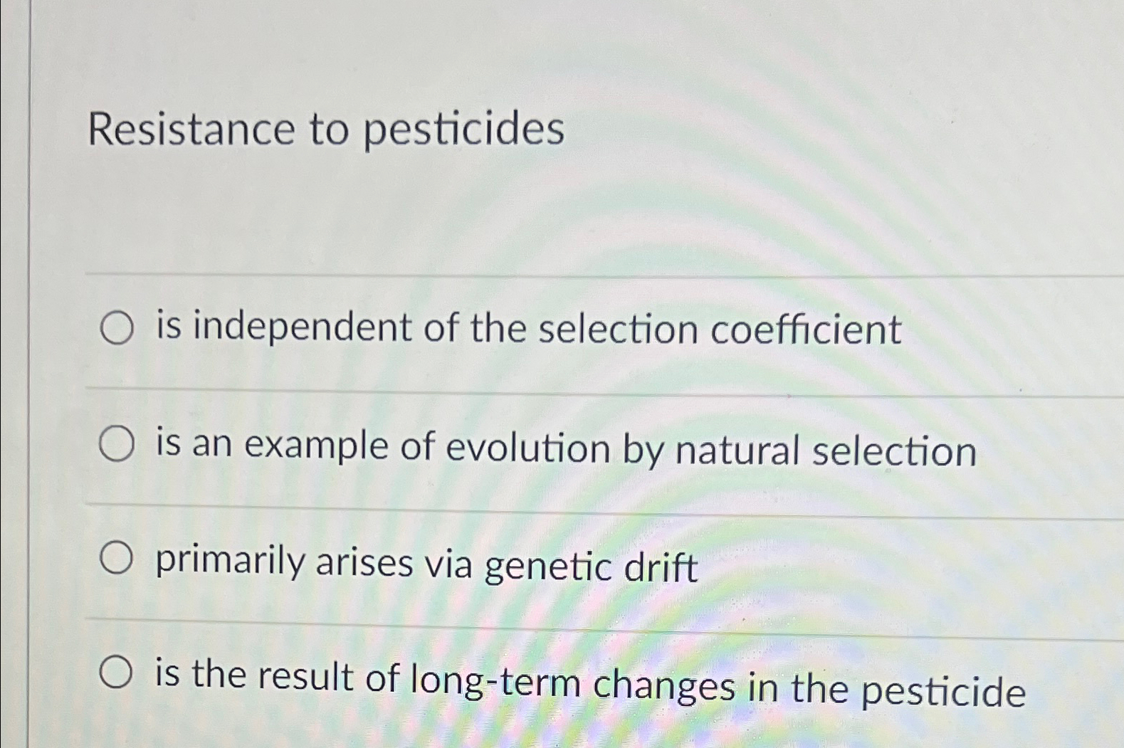 Solved Resistance to pesticidesis independent of the | Chegg.com