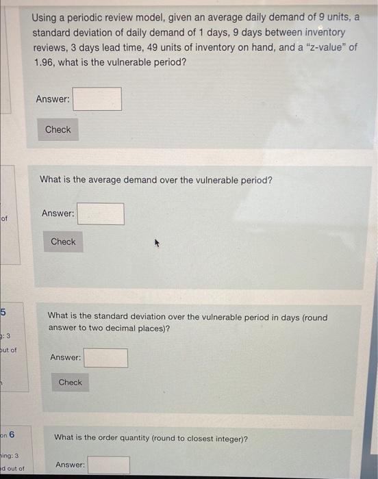 Solved Using a periodic review model, given an average daily | Chegg.com